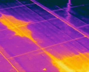 Infrared roof scan image of wet insulation is EPDM roof, squares ...